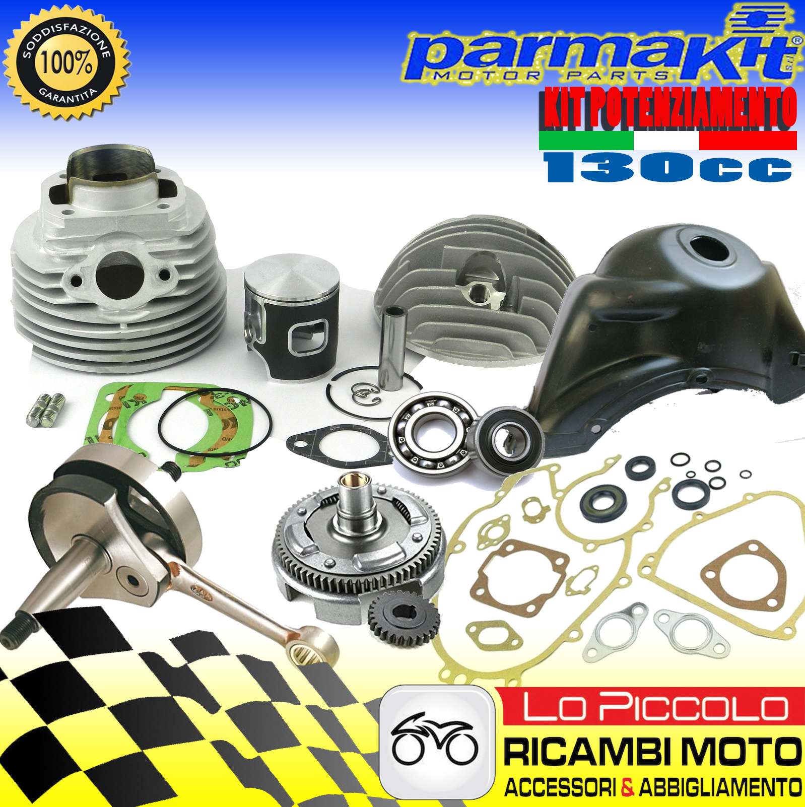 Maxi KIT MODIFICA VESPA 50 SPECIAL CILINDRO PARMAKIT 130 ALBERO MOTORE ...