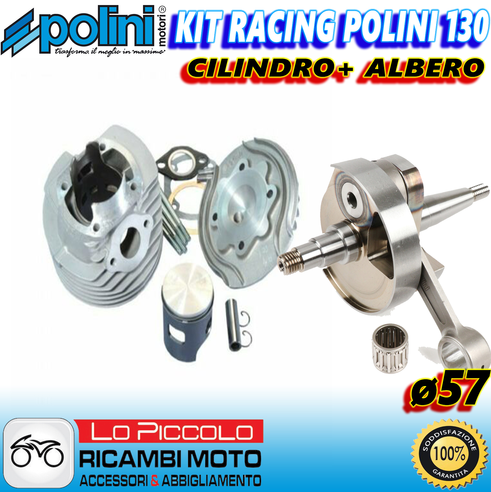 GRUPPO TERMICO EVOLUTION 130 ALLUM + ALBERO MOTORE C.20 POLINI APE 50 ...